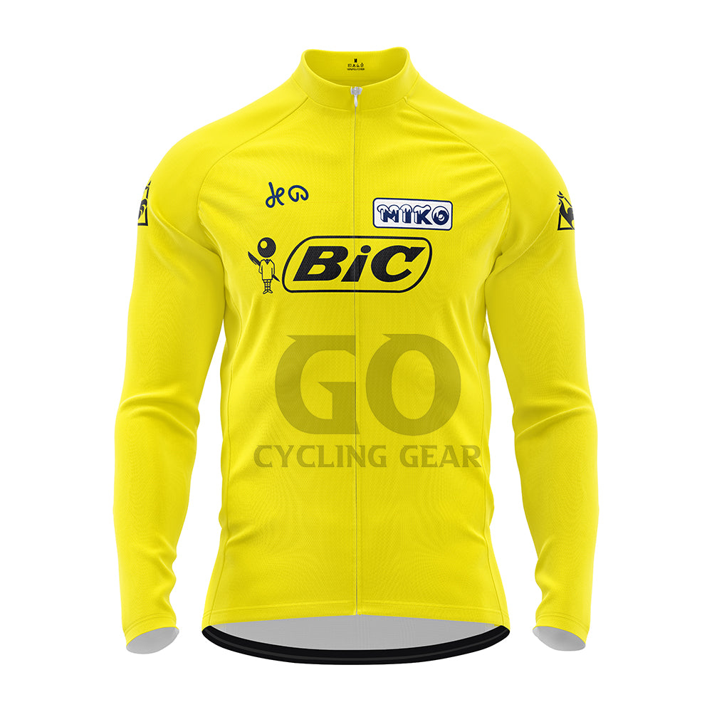 Bic Yellow Long Sleeve Cycling Jersey Tour de France 1973